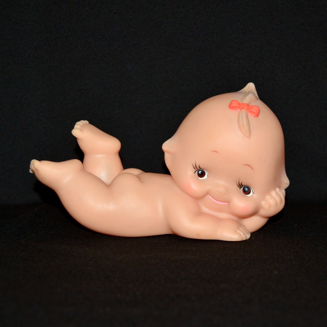 Vintage Rubber Squeak Toy Kewpie Doll With Small Bow Marked Oriental ...