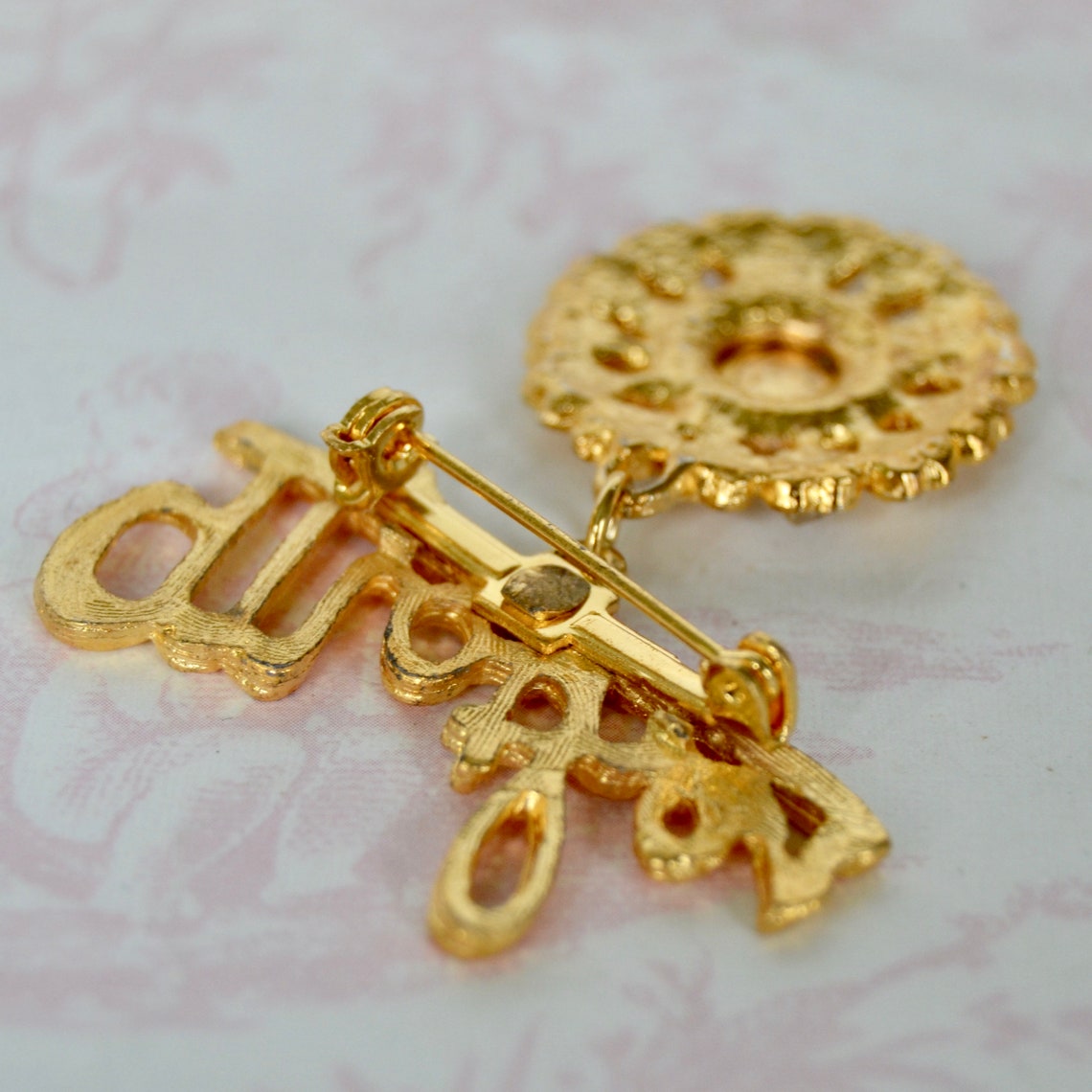 Vintage Mother Brooch In Gold Tone Metal With Rhinestones Etsy