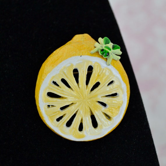 vintage metal enamel lemon - Gem