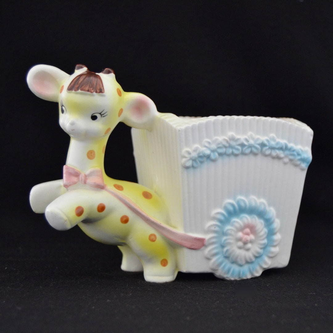 Vintage Ceramic Plastic With Baby Giraffe Pulling Cart - Etsy