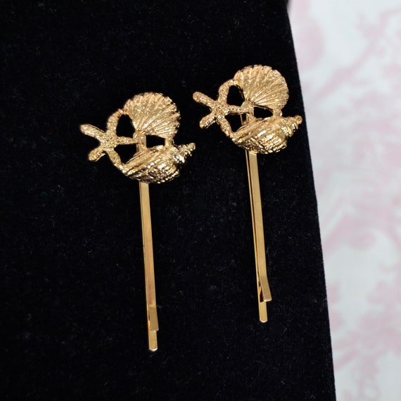 Vintage Pair of Starfish and Seashell Bobby Pins Made… - Gem