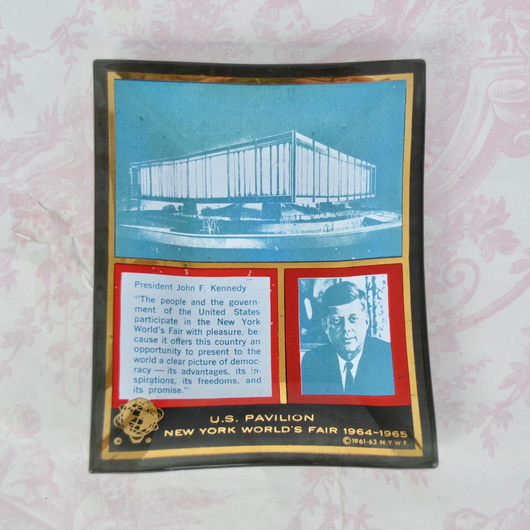 Vintage 1964 1965 New York World's Fair Glass Ashtray Dish With JFK by ...