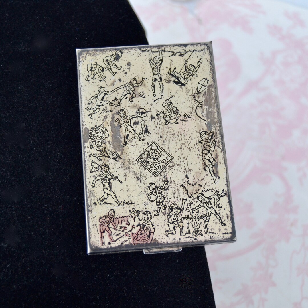 Vintage Cub Scouts BSA Metal Powder Compact With Top Illustrations and ...