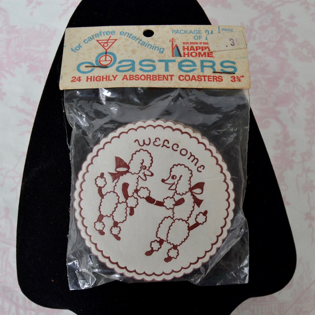Vintage Poodle Paper Coaster Set Sold by Woolworth - Etsy