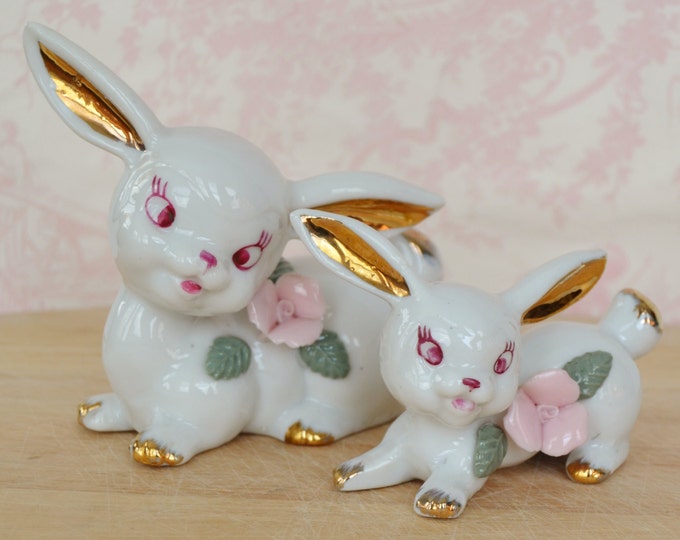 Vintage Rabbit Pair of Figurines by Chase - Etsy