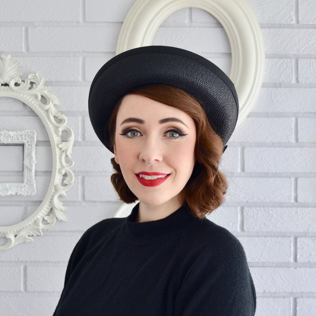 Vintage Black Hat With Ribbon and Back Bow Union Made - Etsy