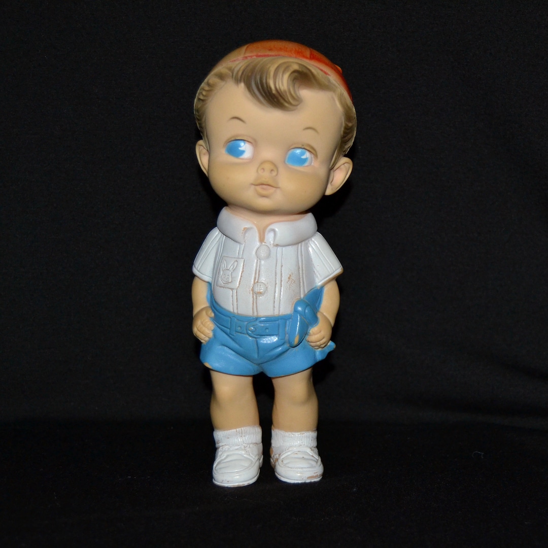 Vintage 1958 Rubber Boy Figurine Toy by Edward Mobley With Airplane and ...
