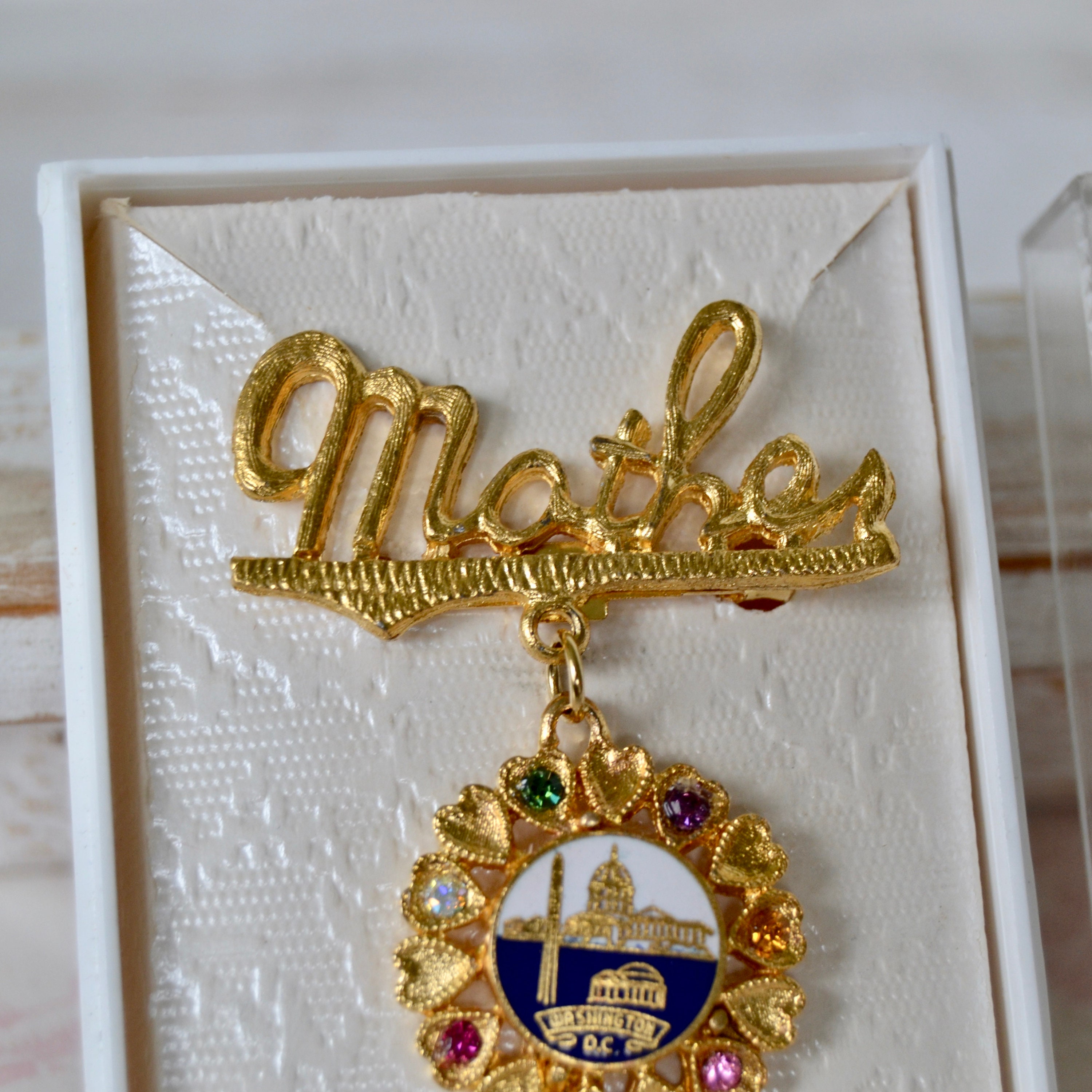 Vintage Mother Brooch In Gold Tone Metal With Rhinestones Etsy