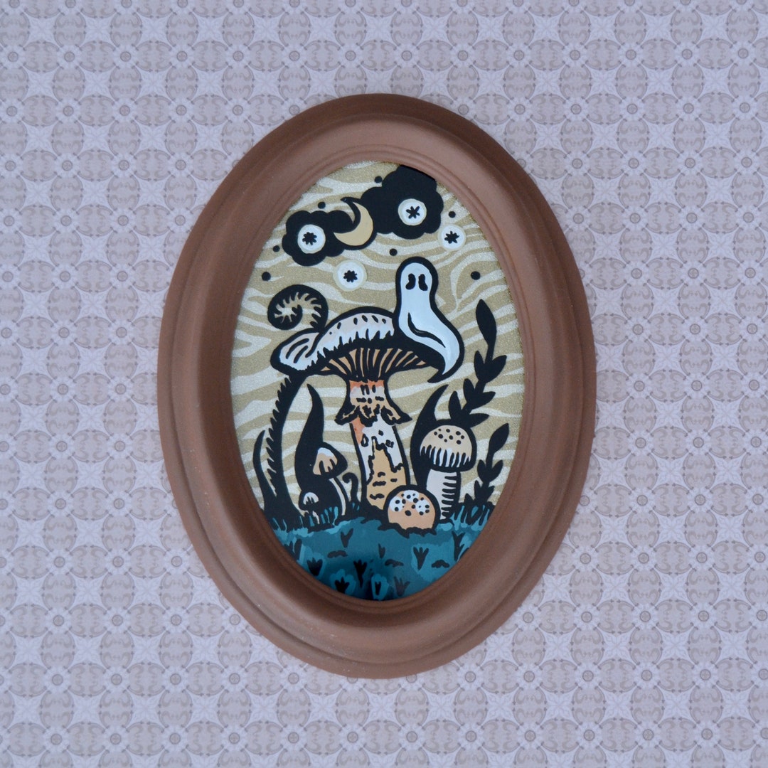 Mushroom Ghost Break, Reverse Hand Painted on Glass in Vintage Picture ...