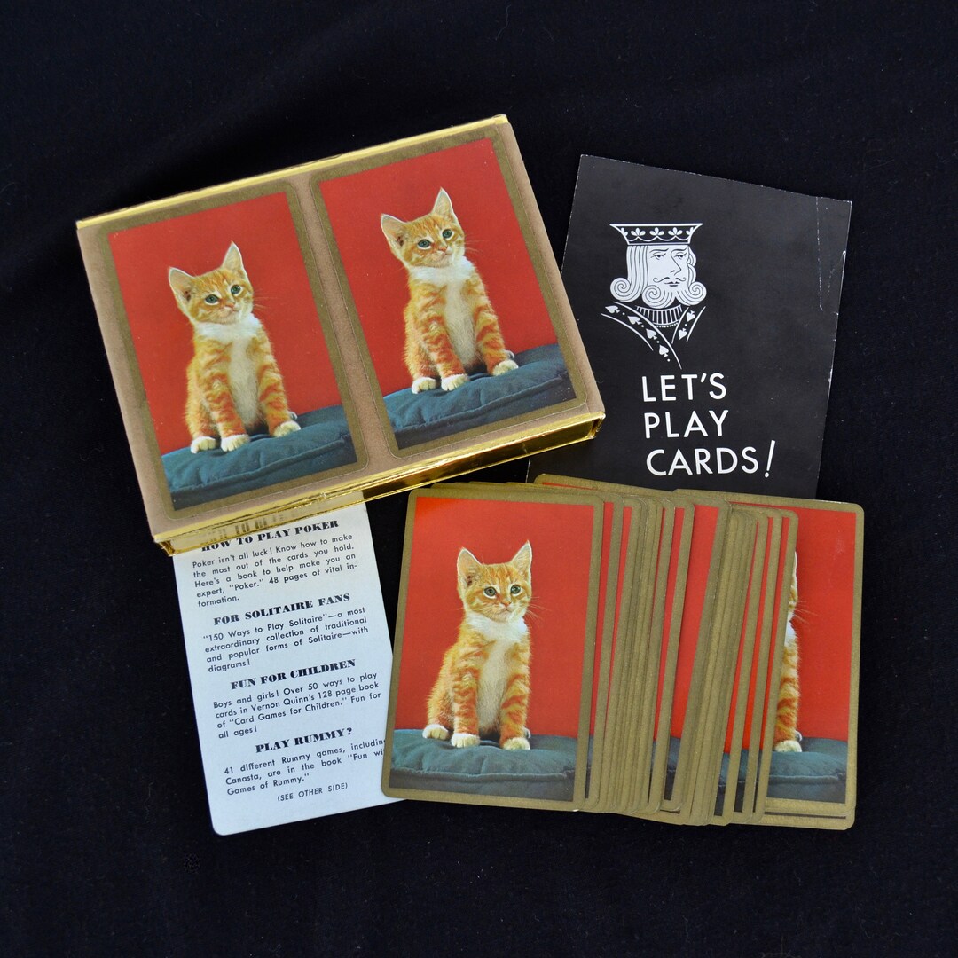 Vintage Orange Cat Canasta Playing Cards in Box by Congress With Rum ...