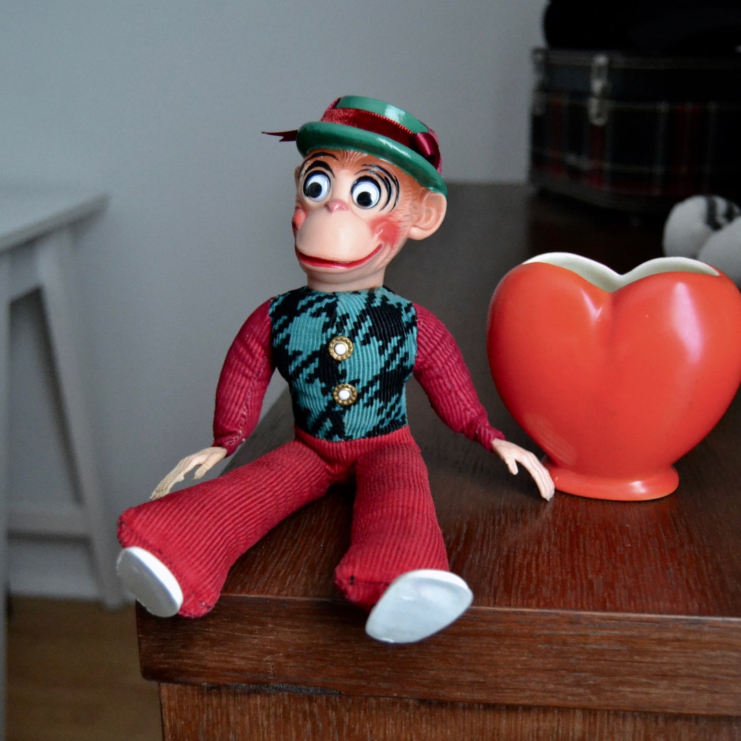 Charlie the Dapper Monkey Stuffed Animal With Rubber Face and Plastic ...