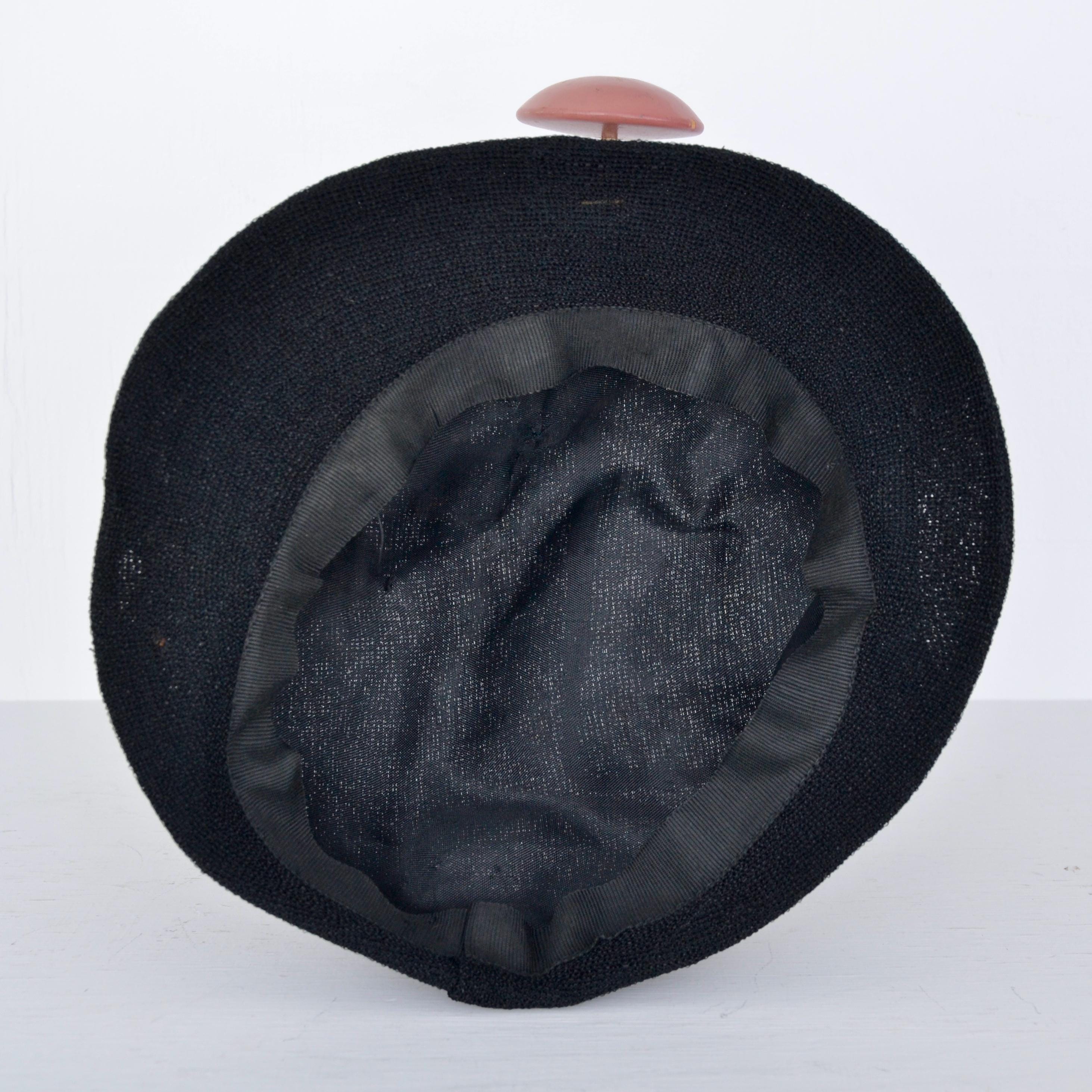 Vintage Black Fabric Hat With Fabric Flowers and Leaves - Etsy
