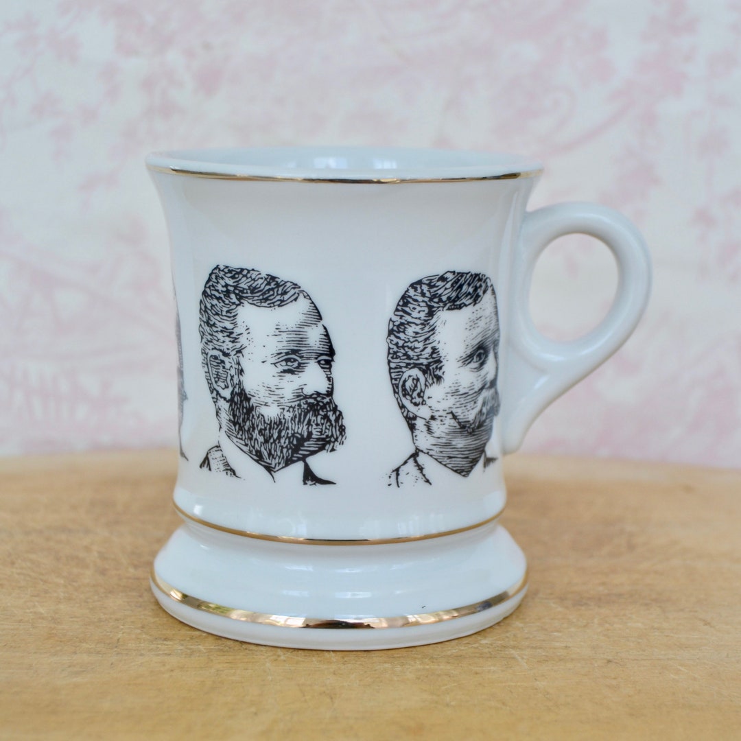 Vintage Ceramic Mustache Mug With Dapper Gentlemen Illustrations - Etsy