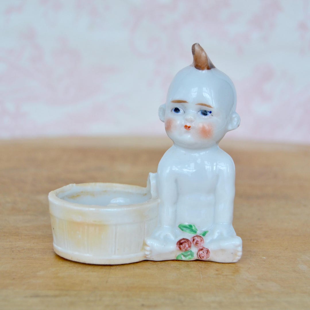 Vintage Ceramic Naked Mohawk Baby and Barrel Small Planter of Trinket ...