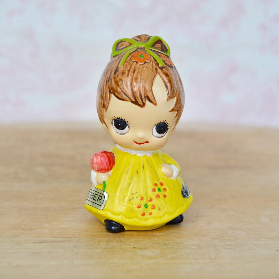 Vintage Small October Girl Figurine With Yellow Dress by Josef ...