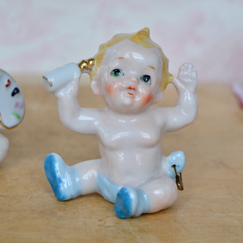 Vintage Trio of Ceramic Baby Figurines With Safety Pin Diapers - Etsy