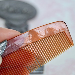 Vintage Set of Small Hand Mirror and Pocket Comb Silver Plated Made in ...