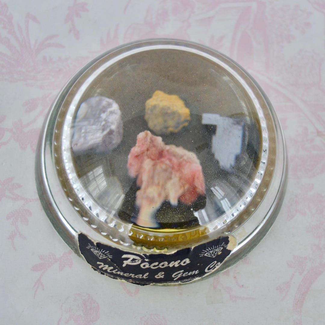 Vintage Glass Paperweight With Rocks Inside From Pocono Mineral and Gem ...