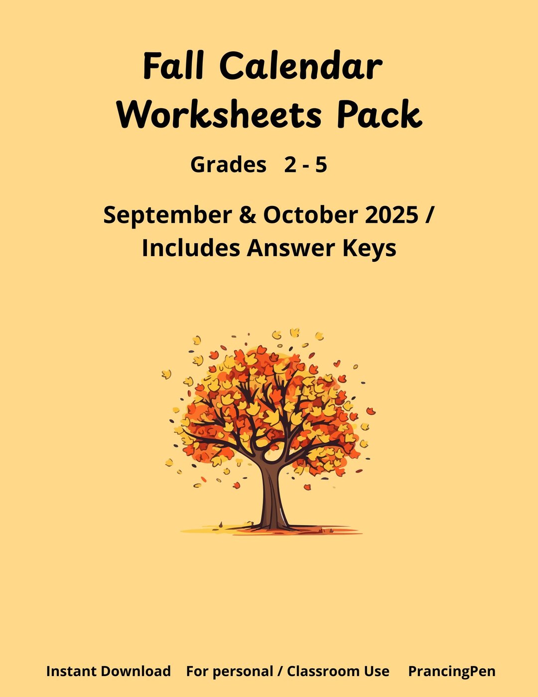 Fall Calendar Worksheets Pack | September + October 2025 | Seasonal ...