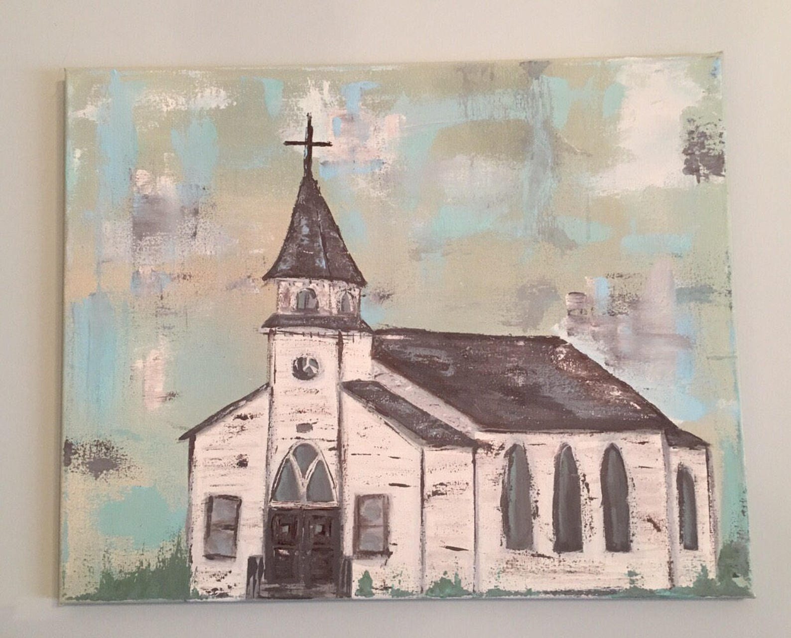 Church Painting, Rustic Church Painting, Original Art - Etsy