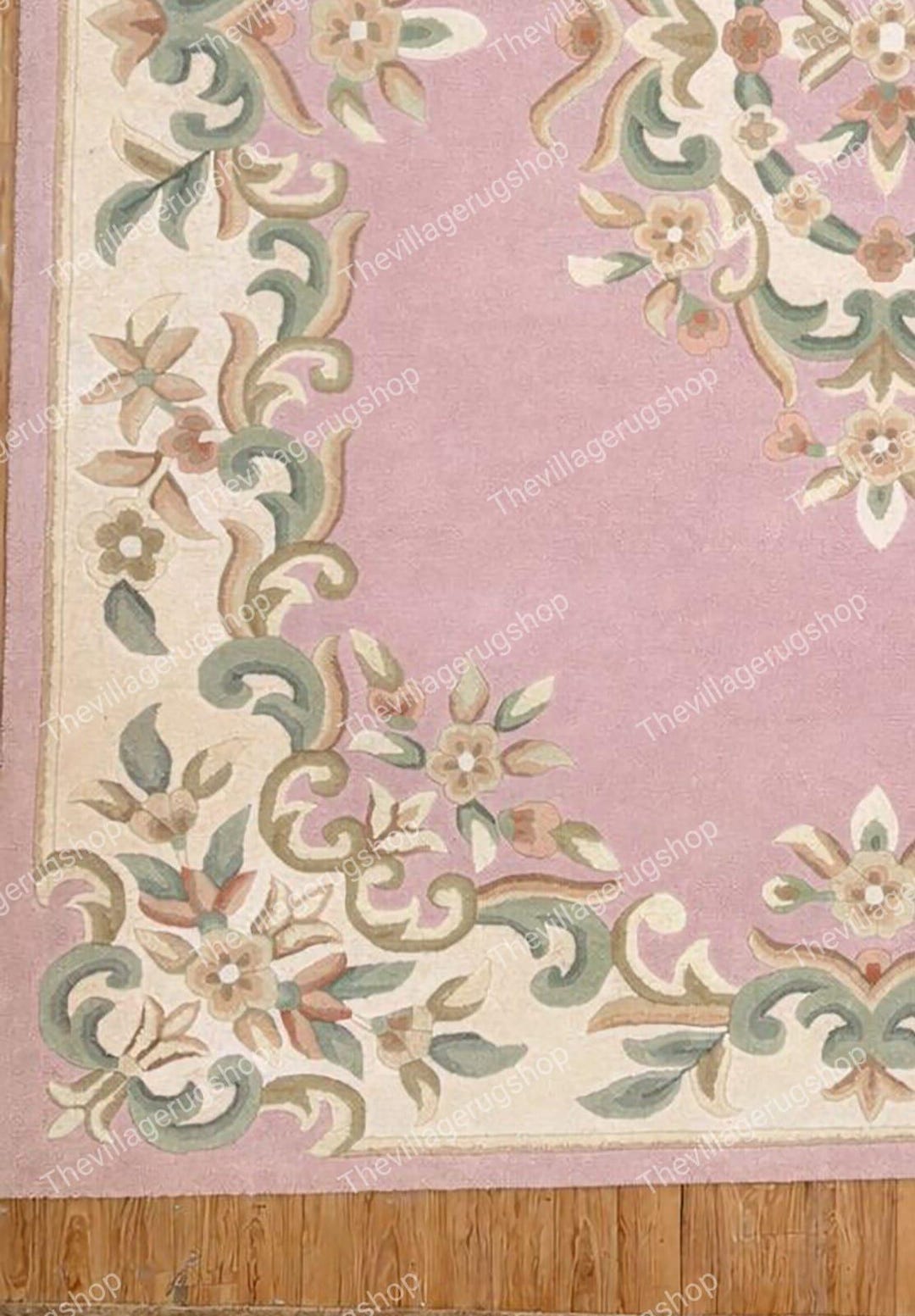 Pink Floral Abushan Tufted Wool Rug for Living Dining Bedroom and ...