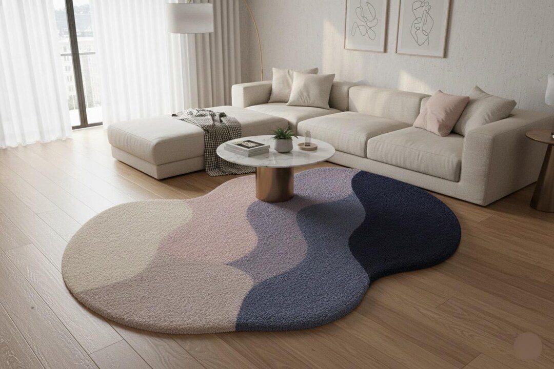 Irregular Shape Tufted Rug | Modern Abstract Area Rug | Pale Sunset ...