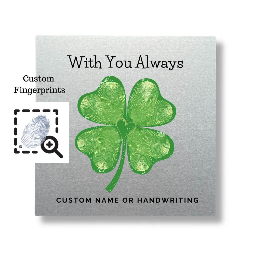 Personalized Handwriting Gift, Fingerprint Keepsake, Four Leaf Clover ...