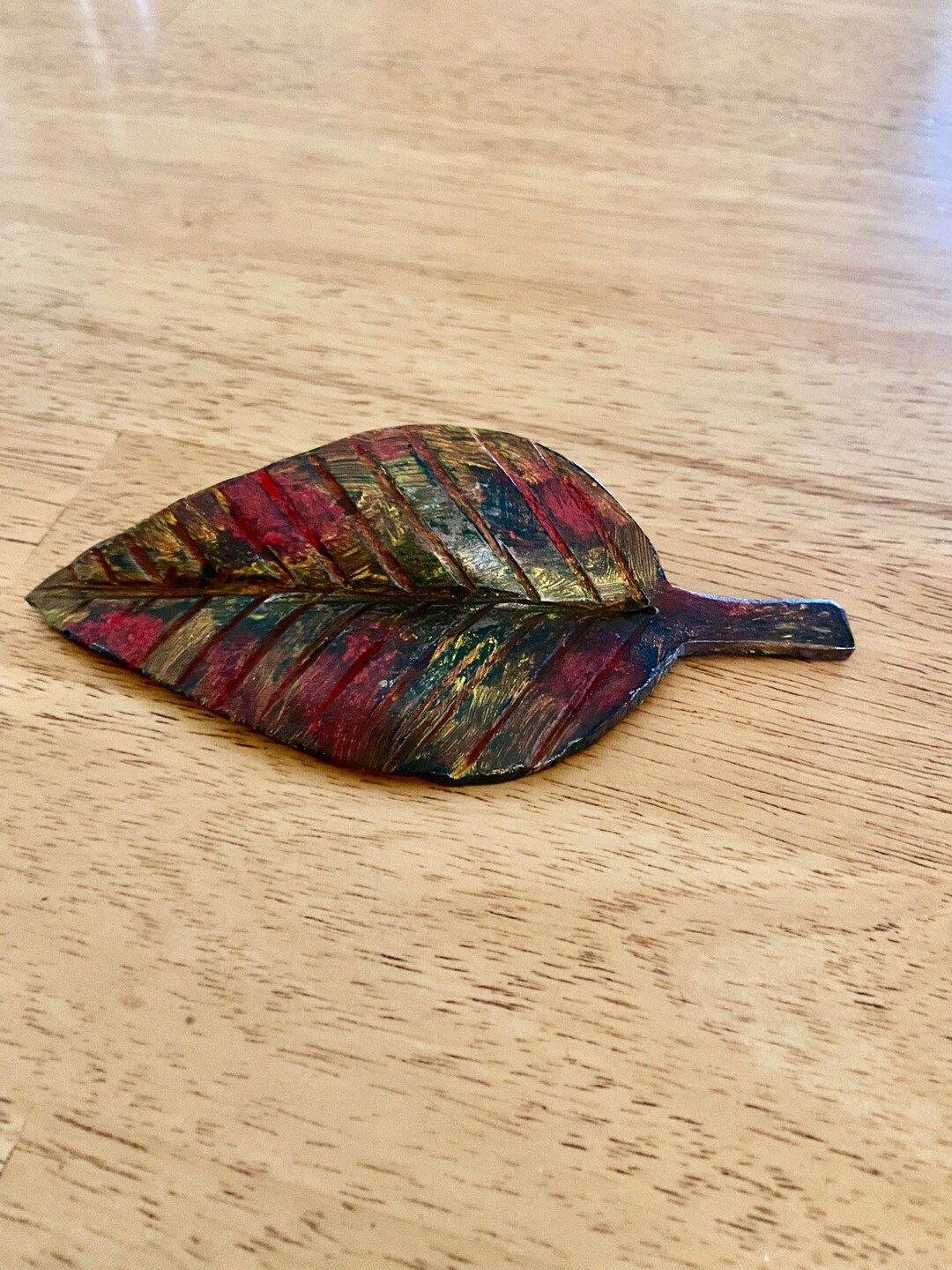 Large Hand Forged Leaf With Autumn Colors - Etsy