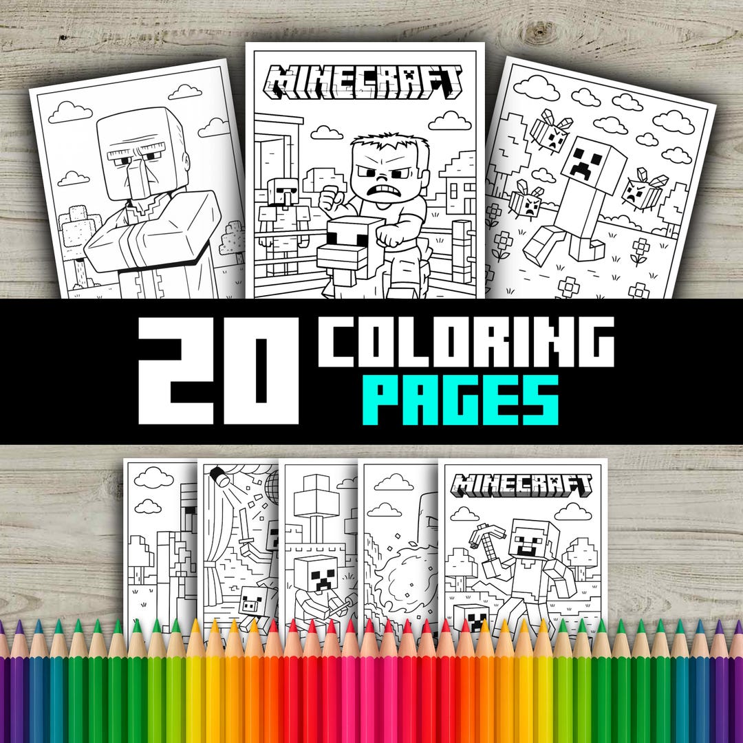 Minecraft Coloring Pages – 20 Printable Pixel Art Sheets (digital PDF ...