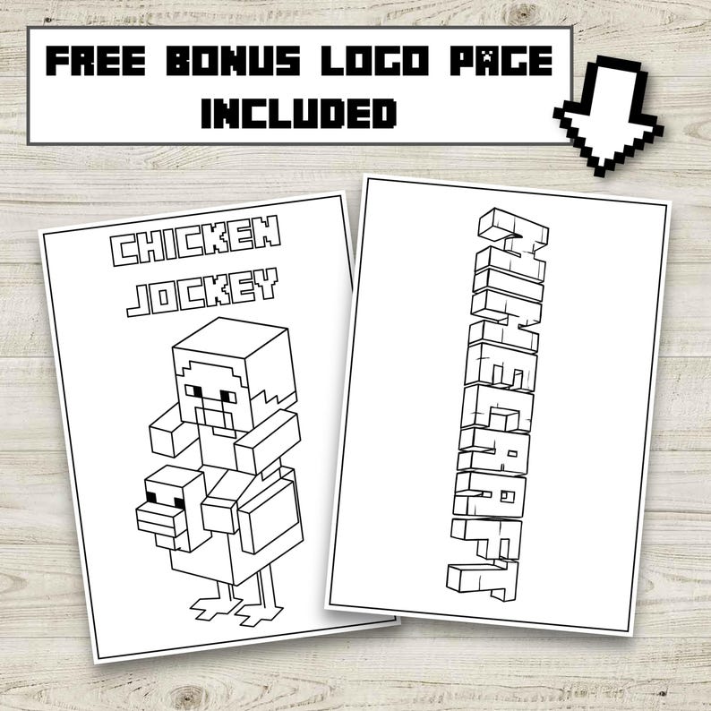 Minecraft Coloring Book – 25 Pixel Art Gamer Mobs (digital PDF Download ...