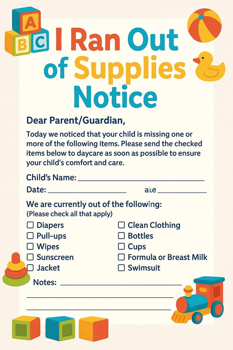 Supply Needs List Daycare I Ran Out - Etsy
