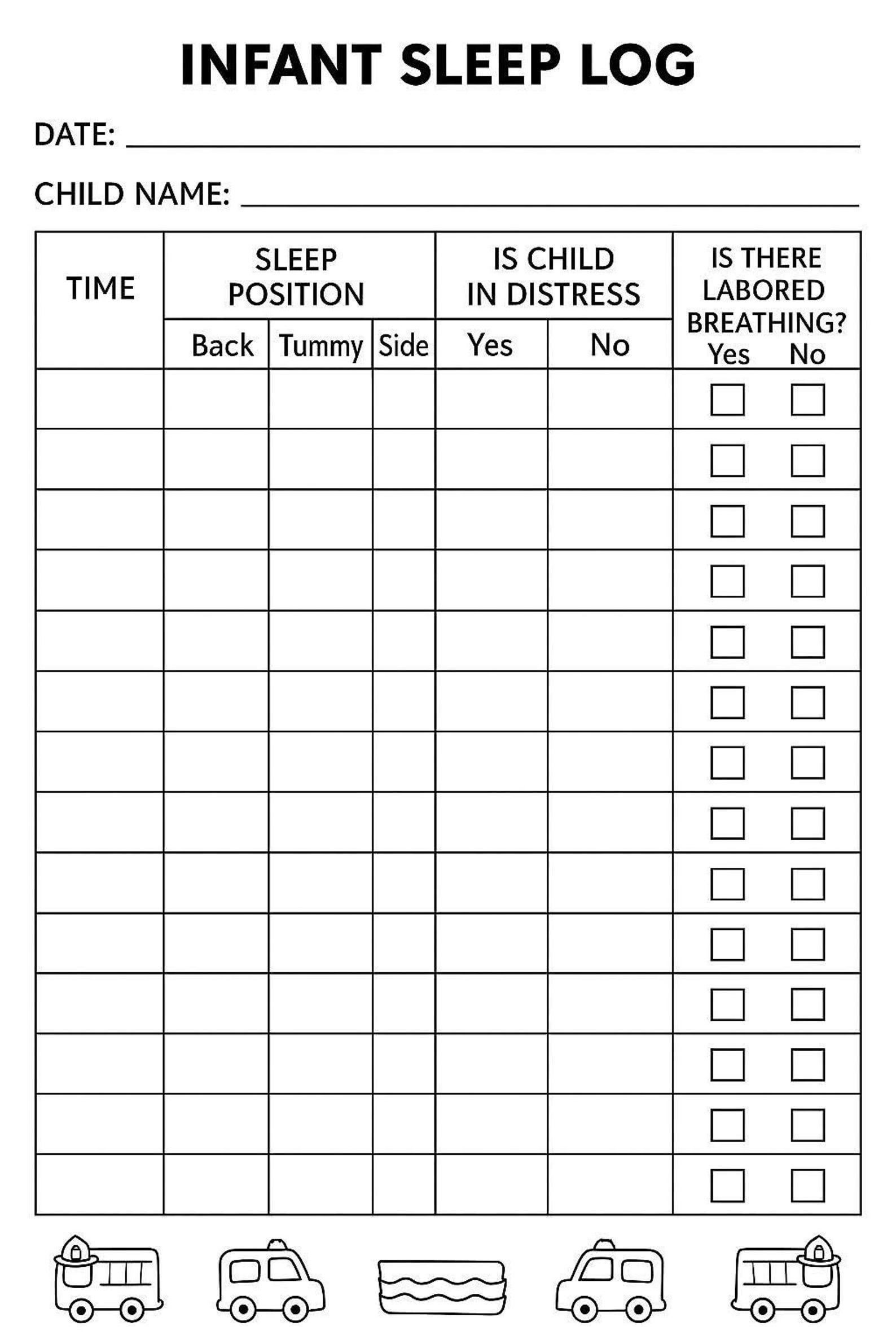 Infant Sleep Log for Daycare Childcare Form - Etsy