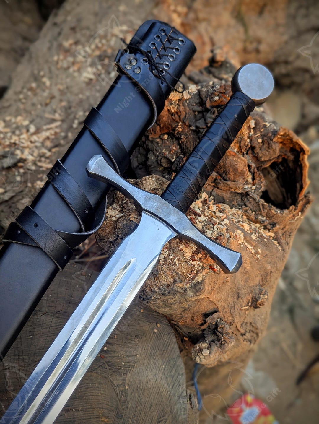 Hand-forged Medieval Crusader Sword: High Carbon Steel, Leather ...
