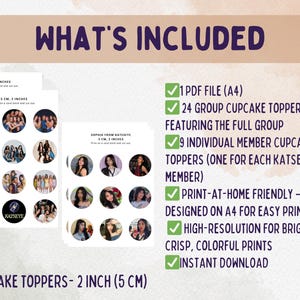 K-pop KATSEYE Printable Cupcake Toppers | 9 Member Bias + 24 Group ...