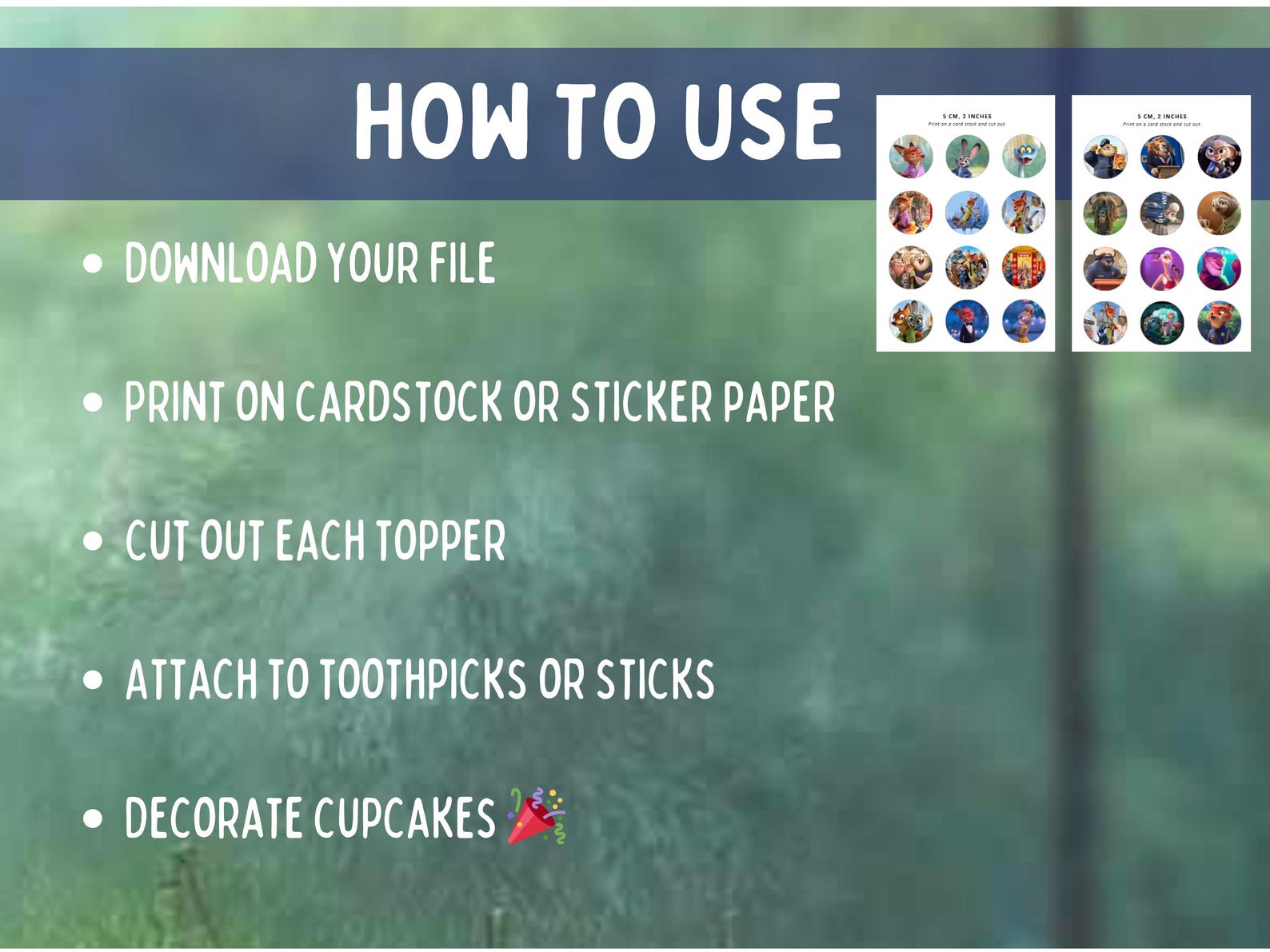 Zootopia 2 Cupcake Toppers – Printable Birthday Decor – 2" Round Small ...