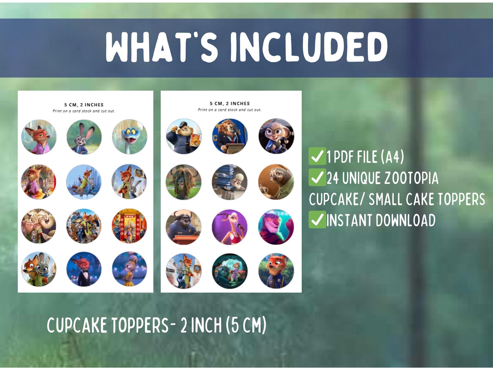 Zootopia 2 Cupcake Toppers – Printable Birthday Decor – 2" Round Small ...