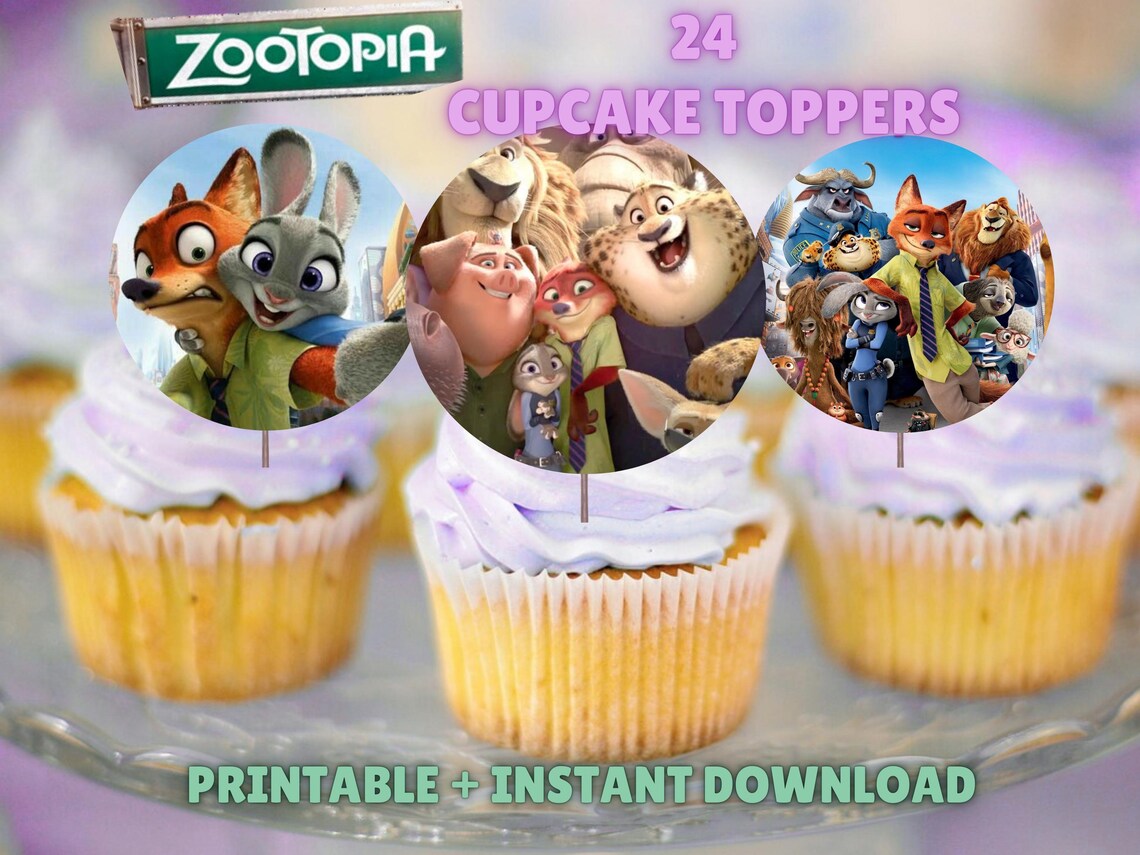 Zootopia 2 Cupcake Toppers – Printable Birthday Decor – 2" Round Small ...
