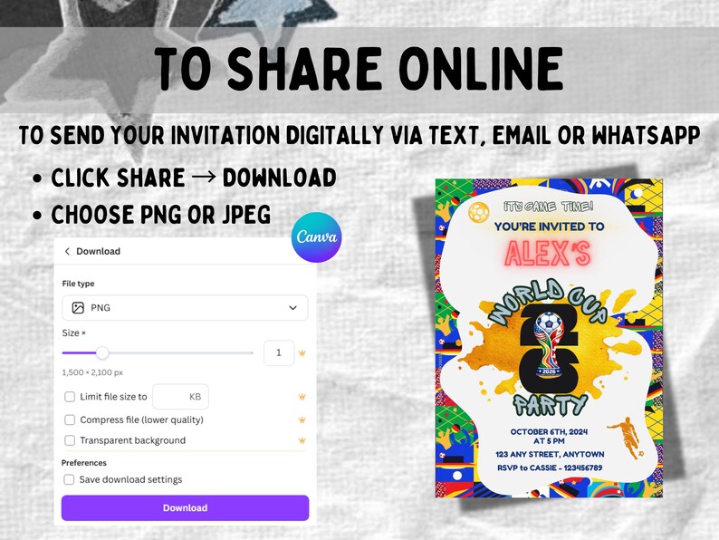 FIFA World Cup 2026 Watch Party Invitation Birthday Editable Canva ...