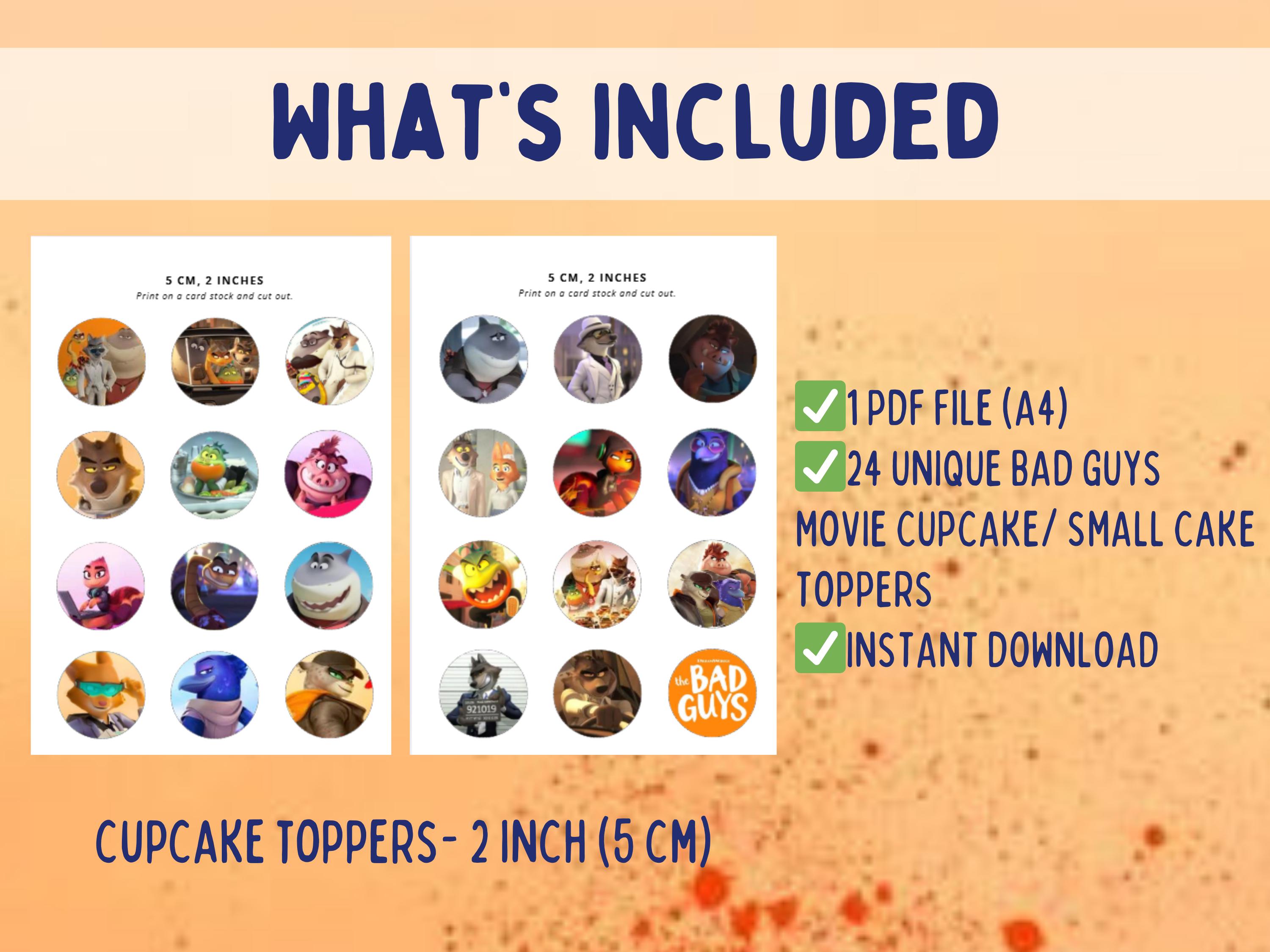 Bad Guys Cupcake Toppers – Dreamworks Birthday Decor | Printable ...