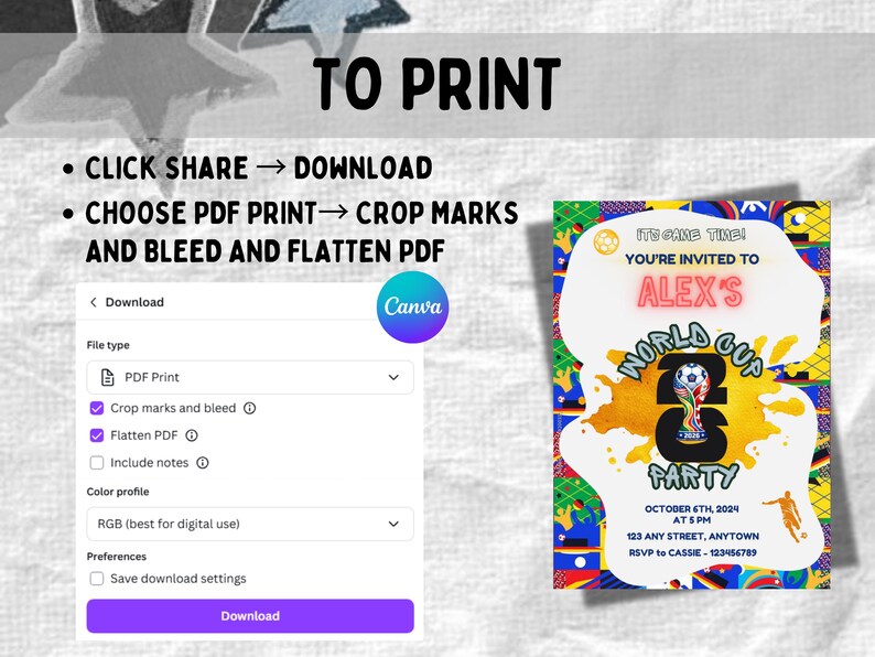 FIFA World Cup 2026 Watch Party Invitation Birthday Editable Canva ...