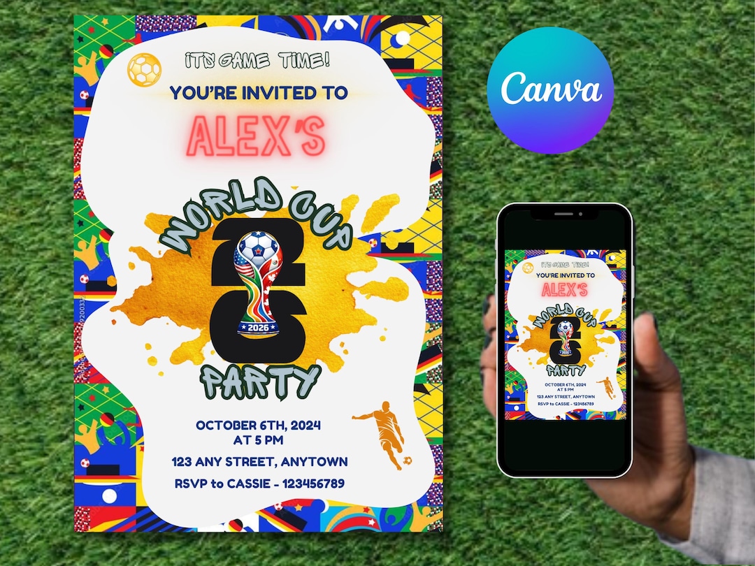 FIFA World Cup 2026 Watch Party Invitation Birthday Editable Canva ...