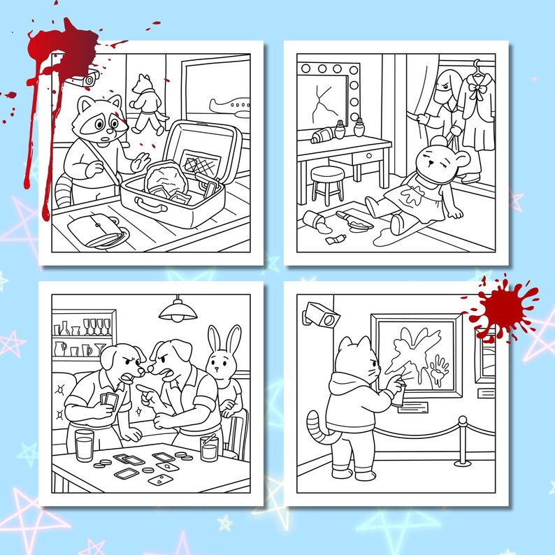 Funny Crime Scene Coloring Pages Vol.2 – 10 Hilarious Murder Mystery ...