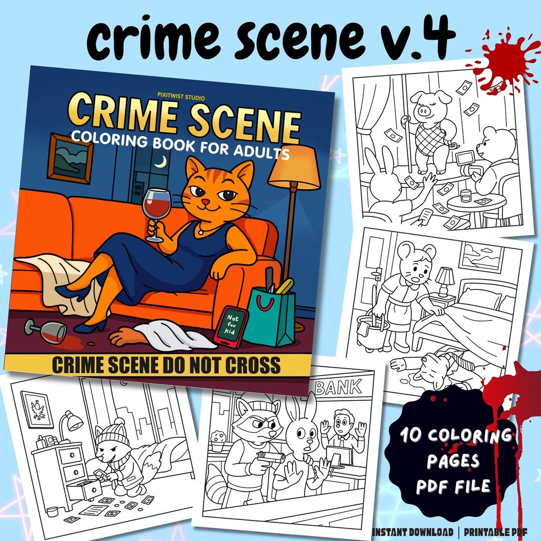 Funny Crime Scene Coloring Pages Vol.4 – 10 Hilarious Murder Mystery ...