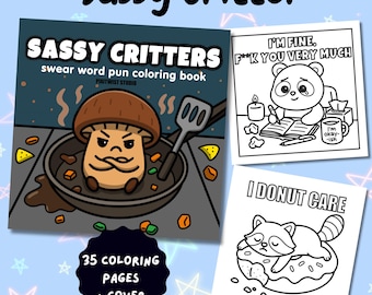 Sassy Critters Coloring Book: Funny Animal Puns, Swear Word Pages (PDF ...