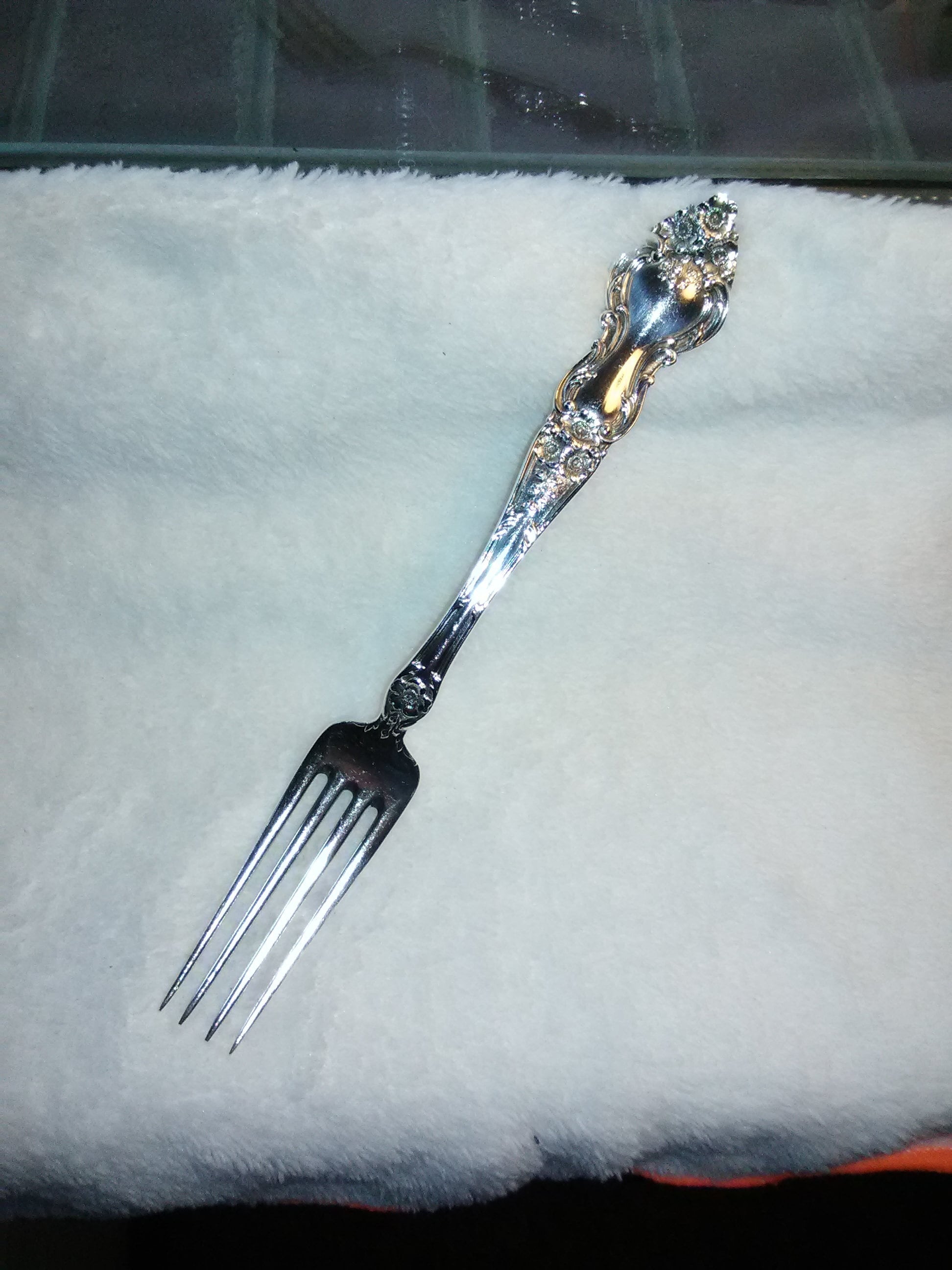 Wallace Antique Sterling Silver Dinner Fork in Meadow Rose Pattern 7 3/ ...