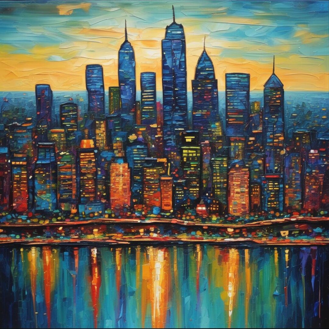 Impasto City Lights Downloadable Cross Stitch Pattern - Etsy