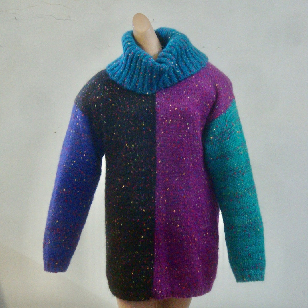 1980s Vintage Cowl Sweater Color Block by Pappagallo - Etsy
