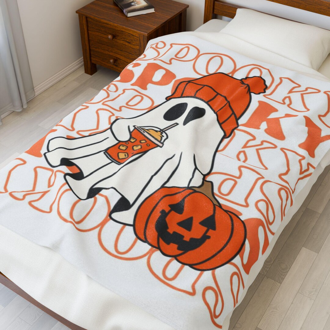 Spooky Ghost Plush Blanket: Halloween Decor, Cozy Fall Throw - Etsy