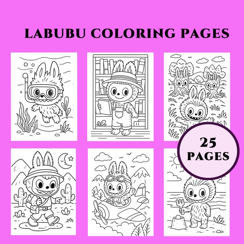 LABUBU Coloring Pages, 25 Printable Activity Sheets (PDF) - Etsy