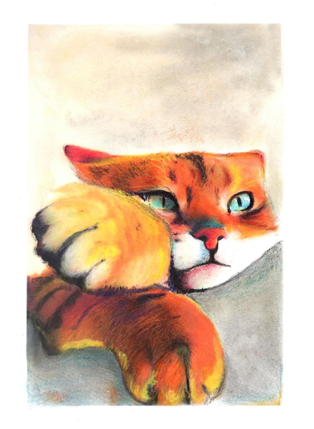 Custom Orange Cat Portrait: Original Pencil Pastels Pet Painting - Etsy